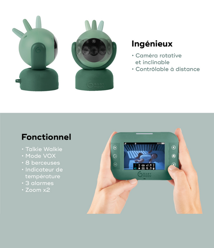 YOO-Twist Babyphone Caméra ultra puissant & rotatif 360° | Babymoov®