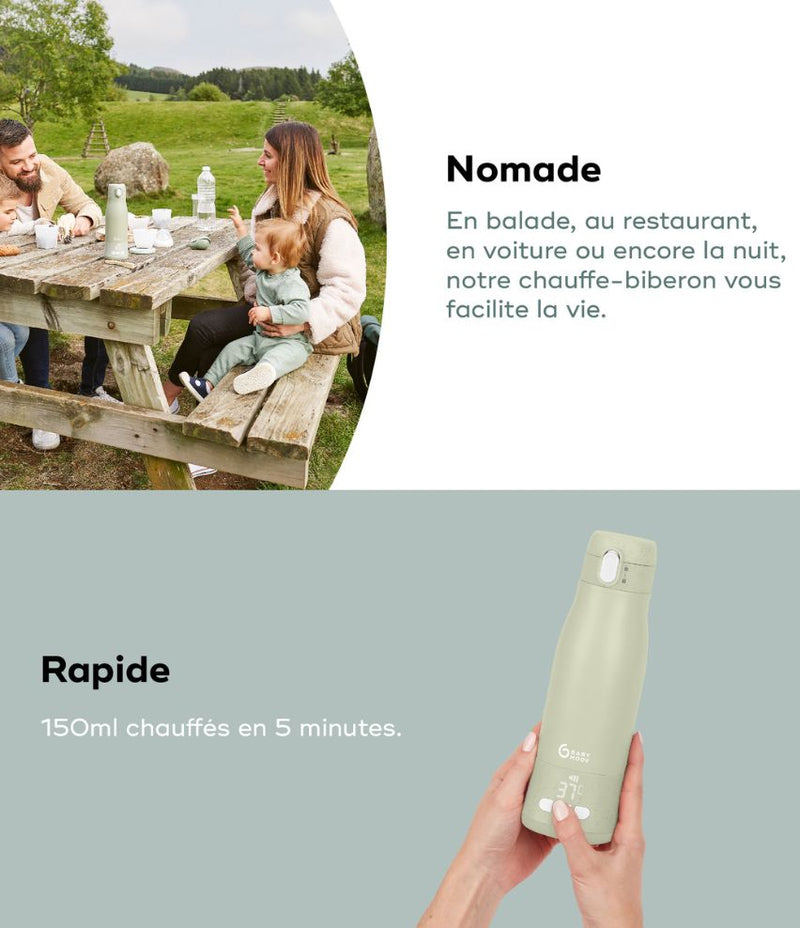 Chauffe-biberon nomade Rechargeable Autonomie 7h Moov&Feed | Babymoov®